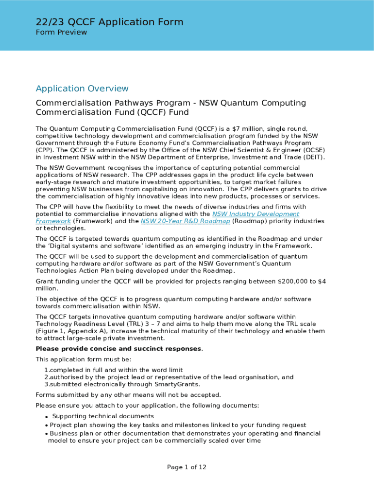 Fillable Online 22/23 QCCF Application Form Fax Email Print - pdfFiller
