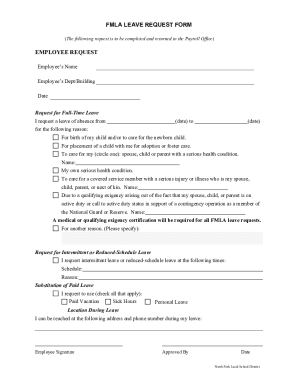 Fillable Online Federal - Forms - FMLA EMPLOYEE LEAVE REQST Fax Email Print - pdfFiller