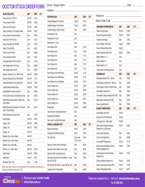 Fillable Online DOCTOR STOCK ORDER FORM Fax Email Print - pdfFiller