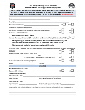 Fillable Online Lateral Application - Join the Huntley Police ...