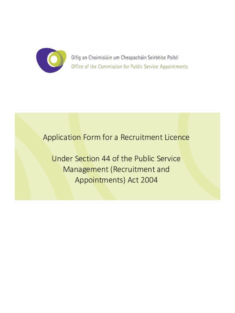 Fillable Online Application Form for a Recruitment Licence Under ...