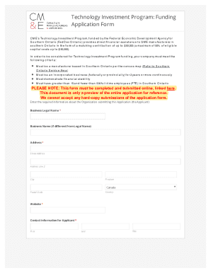 Fillable Online Technology Investment Program: Funding Application Form ...