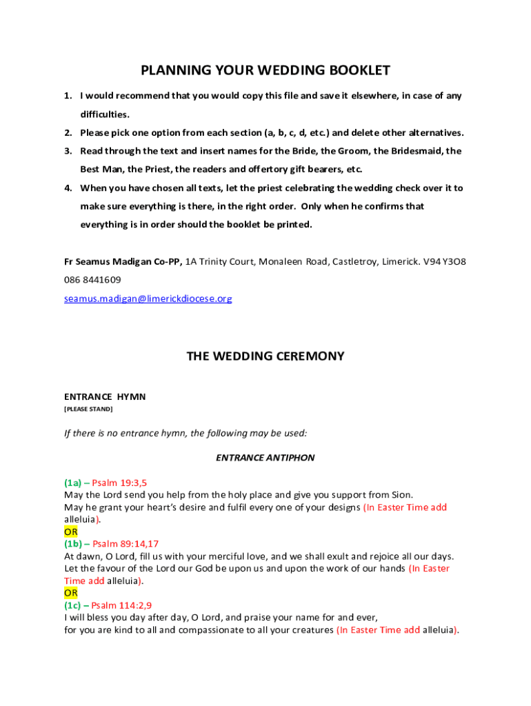 Fillable Online Writing Your Wedding Program Wording: A Step-By ...