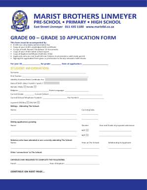 Fillable Online maristbl co GRADE 10 APPLICATION FORM Fax Email Print ...