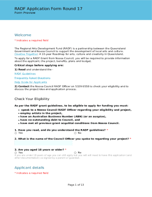 Fillable Online RADF Application Form Round 17 Fax Email Print - pdfFiller