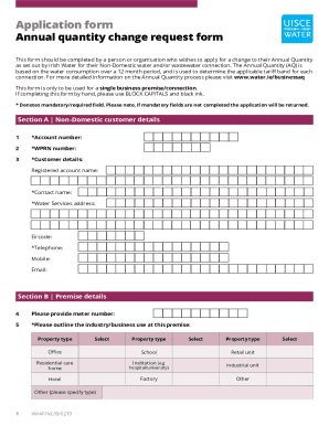 Fillable Online Application form - Annual quantity change request form Fax Email Print - pdfFiller