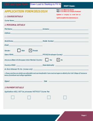Fillable Online APPLICATION FORM 2023/2024 Click and type Form Fax ...