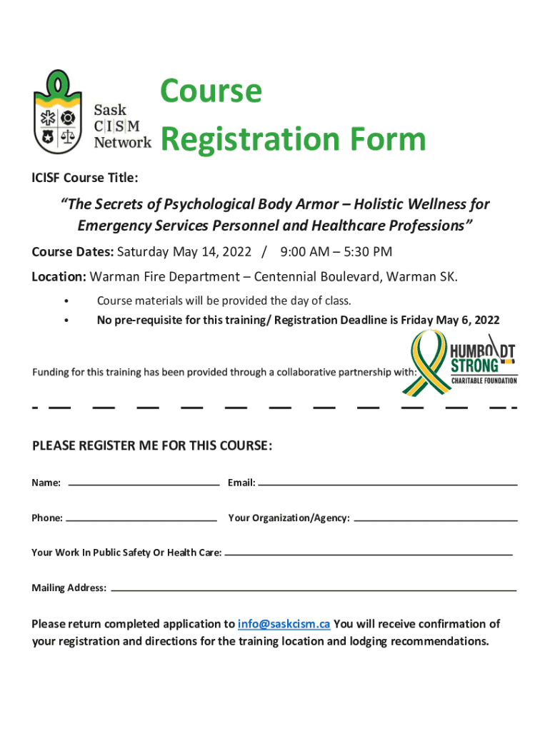 Fillable Online sask-CISM-registration-form Fax Email Print - pdfFiller
