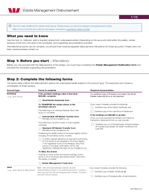 Fillable Online Estate Management Disbursement Form Fax Email Print ...