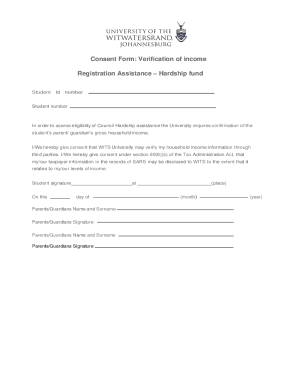 Fillable Online Consent Form: Verification of income Registration ...
