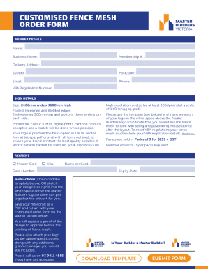 Fillable Online CUSTOMISED FENCE MESH ORDER FORM Fax Email Print ...