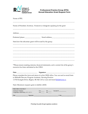 Fillable Online PPG-Annual-Education-Grant-Request-Form. ... Fax Email ...