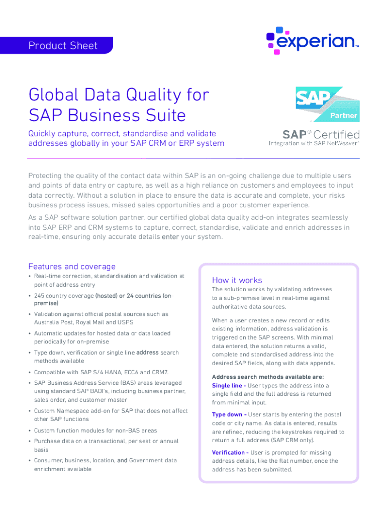 Fillable Online EDQ for SAP Product Sheet Fax Email Print - pdfFiller