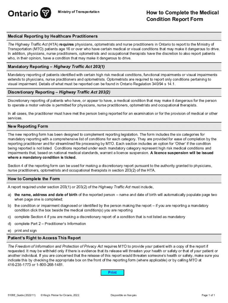 Fillable Online How to Complete the Medical Condition Report Form Fax ...