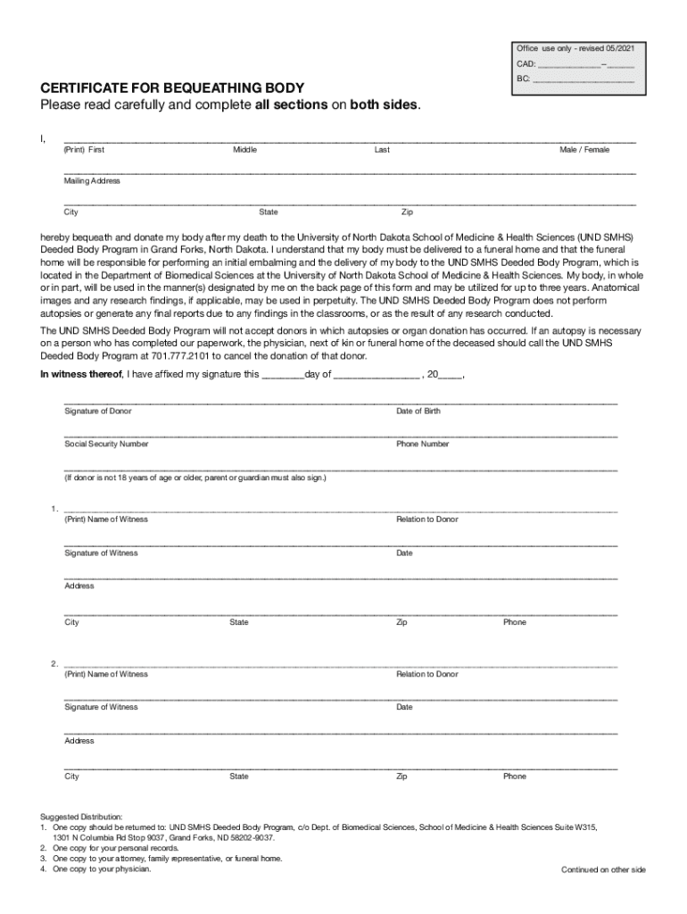 Fillable Online med und Body Donation Program Form Fax Email Print - pdfFiller