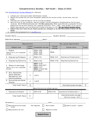 Fillable Online Fillable Online engr mun Complementary Studies - Faculty of ... Fax Email Print ...