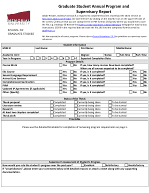 Fillable Online Graduate Student Annual Program and Supervisory Report Fax Email Print - pdfFiller
