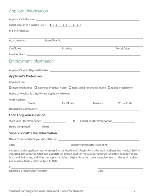 Fillable Online Loan Forgiveness for Nurses and Nurse Practitioners ...