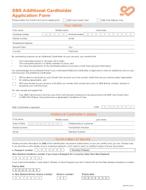 Fillable Online SBS Additional Cardholder Application Form Fax Email ...