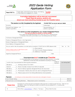 Fillable Online 2023 Garda Vetting Application Form Fax Email Print ...