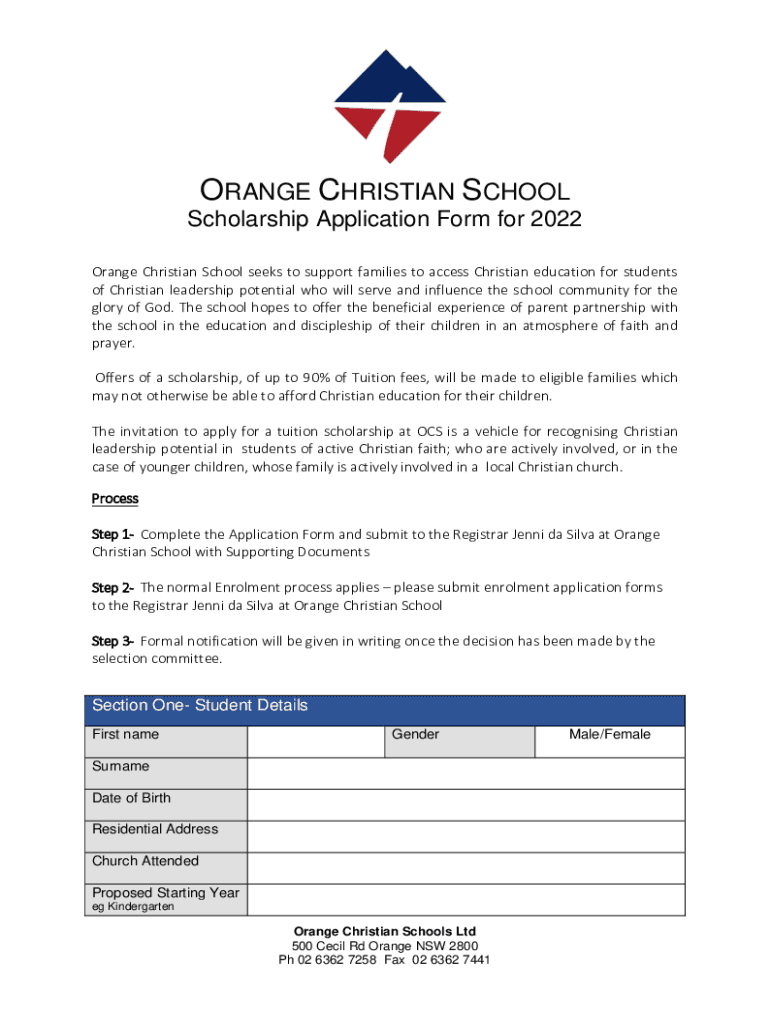 Fillable Online Scholarship Application Form for 2022 Fax Email Print - pdfFiller