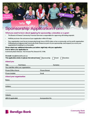 Fillable Online Sponsorship Application Form - Editable Fax Email Print - pdfFiller