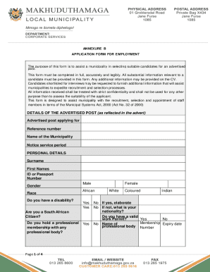 Fillable Online Application form for Employment for All vacant ...