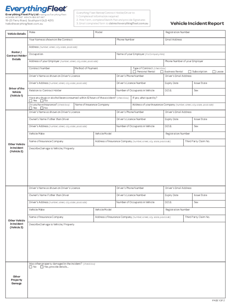 Fillable Online Vehicle Incident Report Fax Email Print - pdfFiller