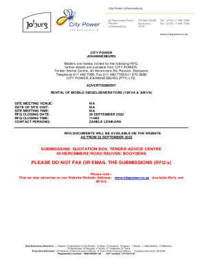 Fillable Online Request for Quotations - City Power Johannesburg Fax Email Print - pdfFiller