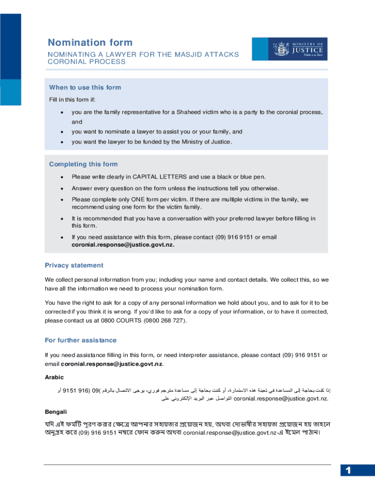 Fillable Online 1 Nomination form Fax Email Print - pdfFiller