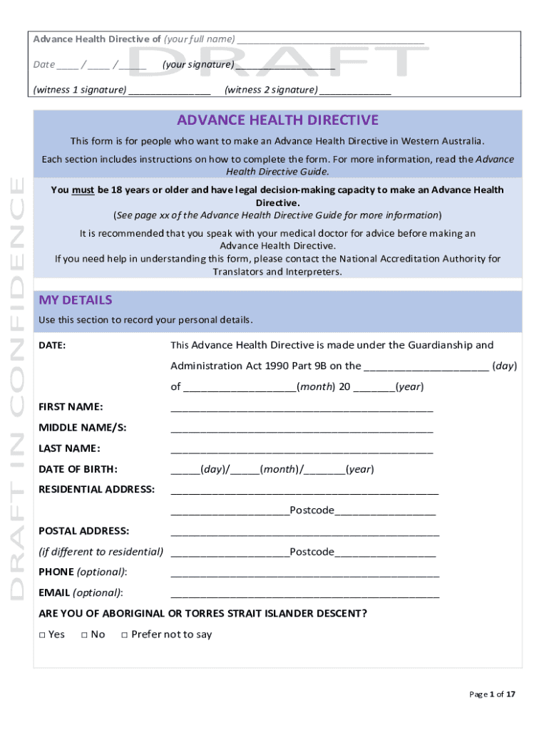 Fillable Online Mental Health Advance Directives -Form Fax Email Print ...