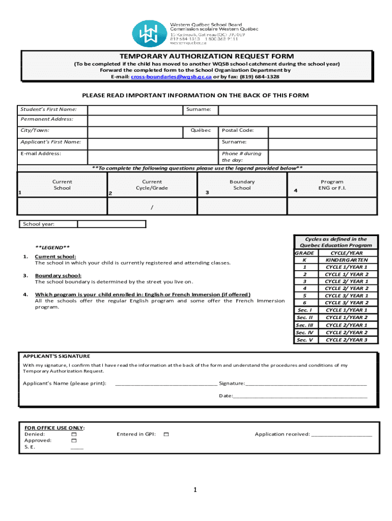 Fillable Online TEMPORARY AUTHORIZATION REQUEST FORM Fax Email Print - pdfFiller