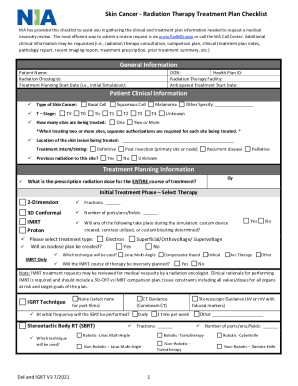 Fillable Online Skin Cancer - Radiation Therapy Treatment Plan ...