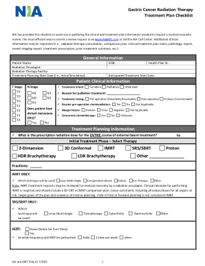Fillable Online Gastric Cancer Radiation Therapy Treatment Plan ...