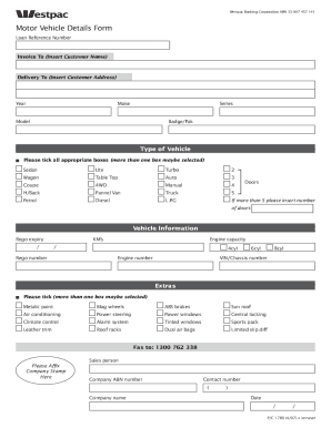 Fillable Online Motor Vehicle Details Form Fax Email Print - pdfFiller