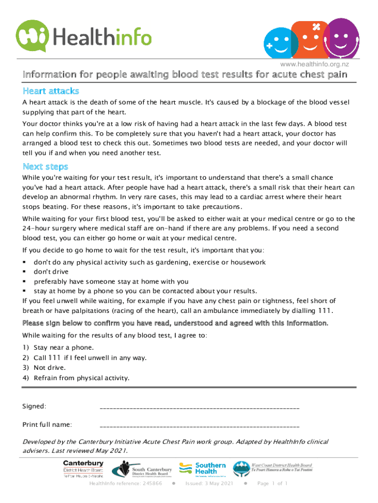 Fillable Online Information for people awaiting blood test results for ...