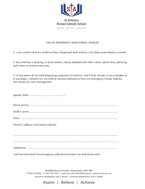 Fillable Online consent form: use of emergency inhaler Fax Email Print ...