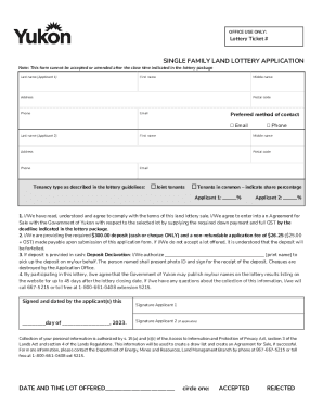 Fillable Online Whistle Bend land lottery: application form Fax Email ...