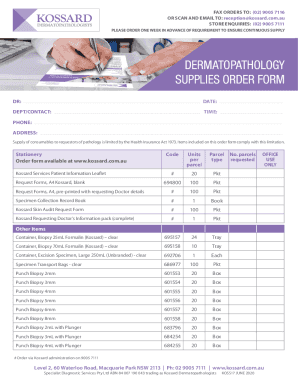 Fillable Online DERMATOPATHOLOGY SUPPLIES ORDER FORM Fax Email Print ...