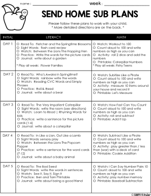 Fillable Online How to Write Sub Plans for When a Substitute Teacher ...