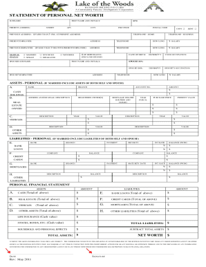 Fillable Online Statement of Personal Net Worth Fax Email Print - pdfFiller