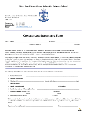 Fillable Online CONSENT AND INDEMNITY FORM Fax Email Print - pdfFiller