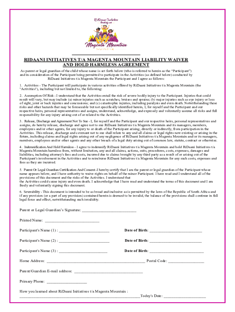 Fillable Online Acknowledgment of Risk and Release of Liability Waivers ...