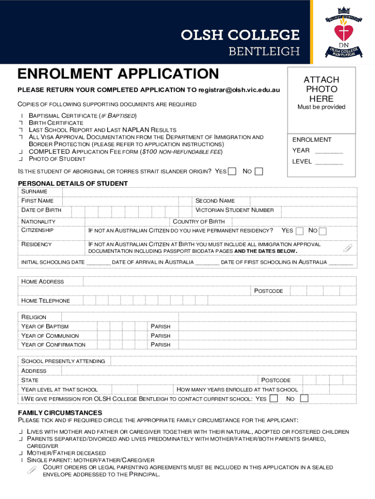 Fillable Online Enrolment Application form Fax Email Print - pdfFiller