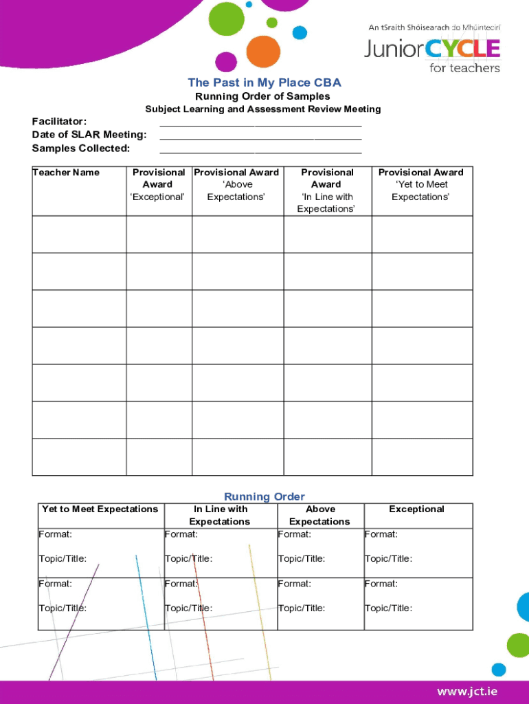 Fillable Online Template 2 Running Order of Samples CBA1 History Fax ...