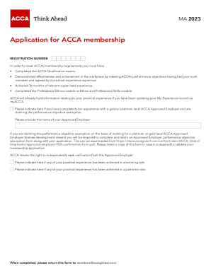 Fillable Online Fillable Application for ACCA membership (ACCA Global ...