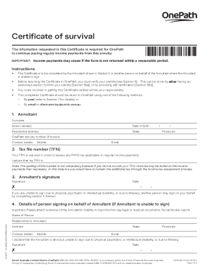 Fillable Online OP Certificate of Survival Form Fax Email Print - pdfFiller