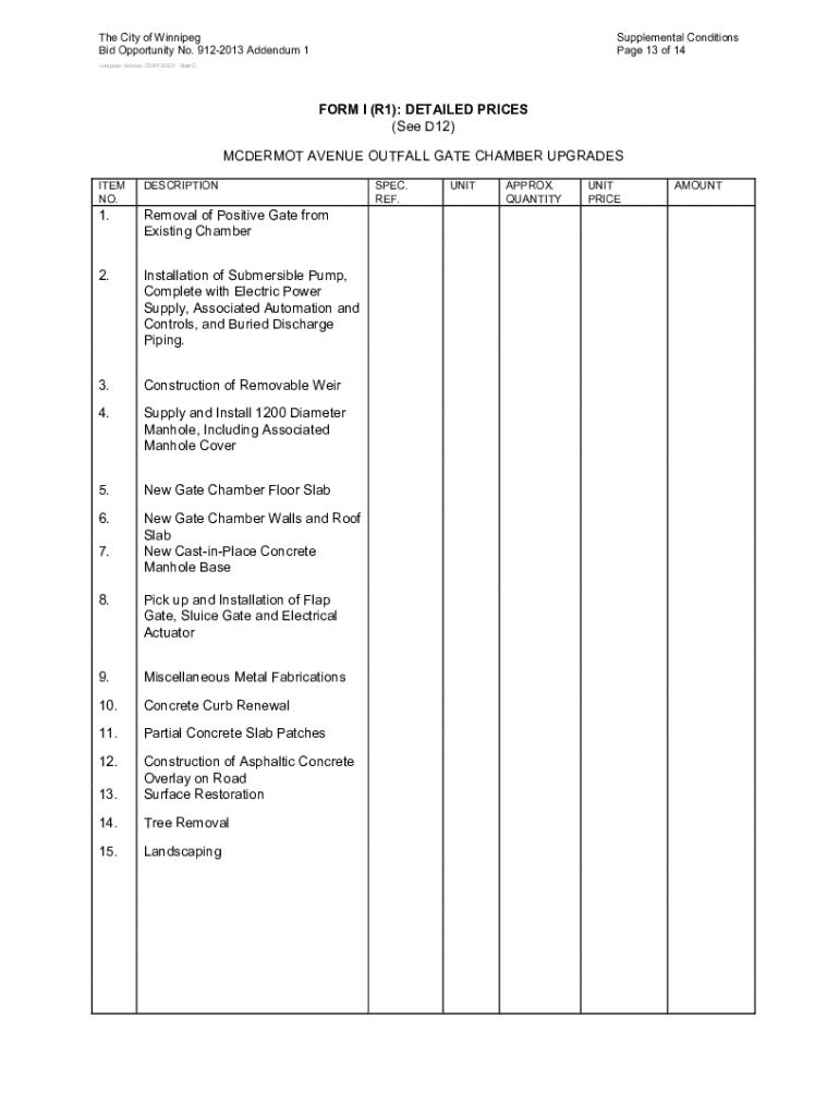 Fillable Online FORM I (R1) - City of Winnipeg Fax Email Print - pdfFiller