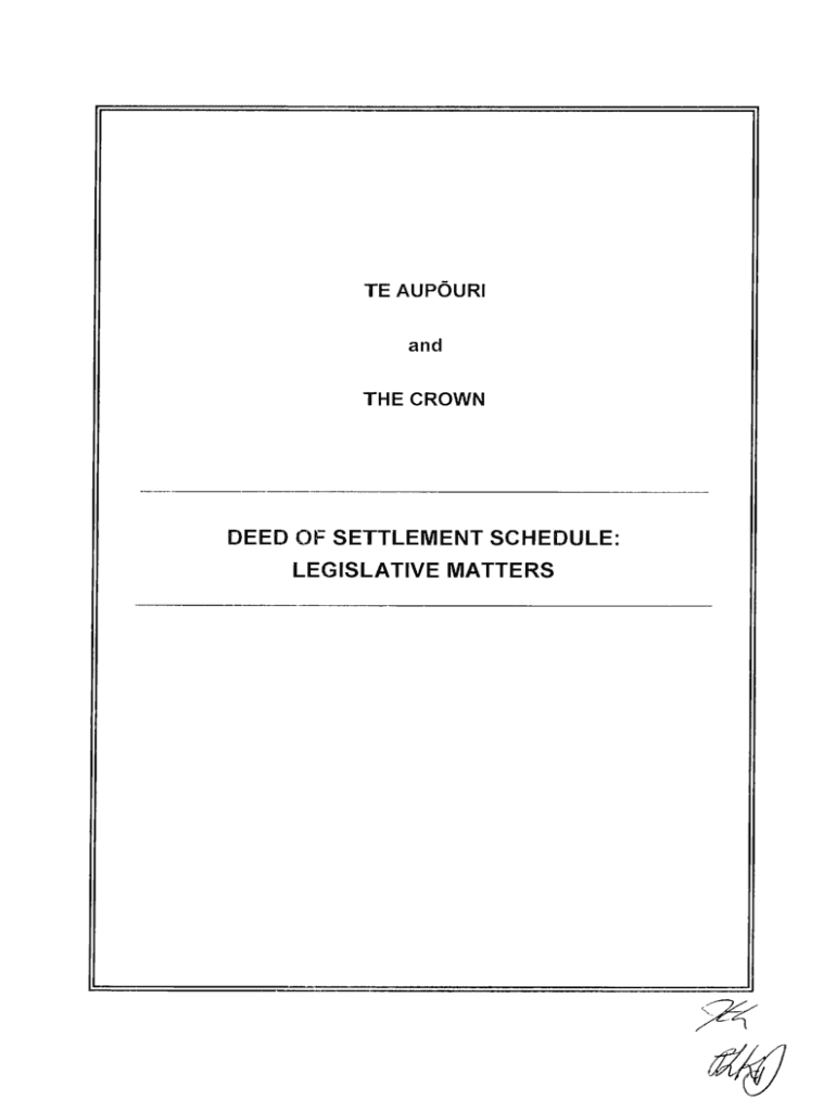 Fillable Online Te Aupouri Deed of Settlement Schedule: Legislative ...