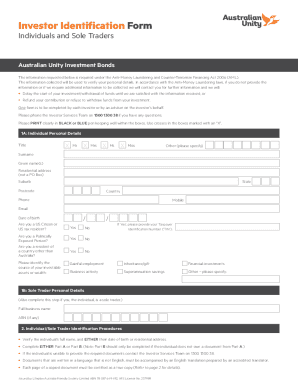Fillable Online Investor identification form individuals and sole ...